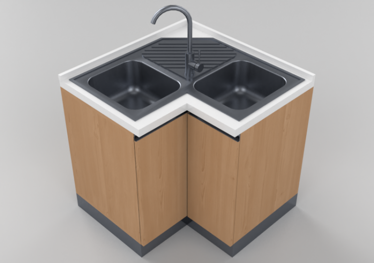 3D Kitchens - Angular sink block 90x90cm - ACCA software