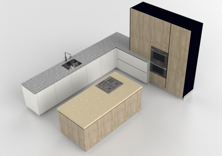 BIM Objects - Free Download! 3D Kitchens - Full size Kitchen with ...