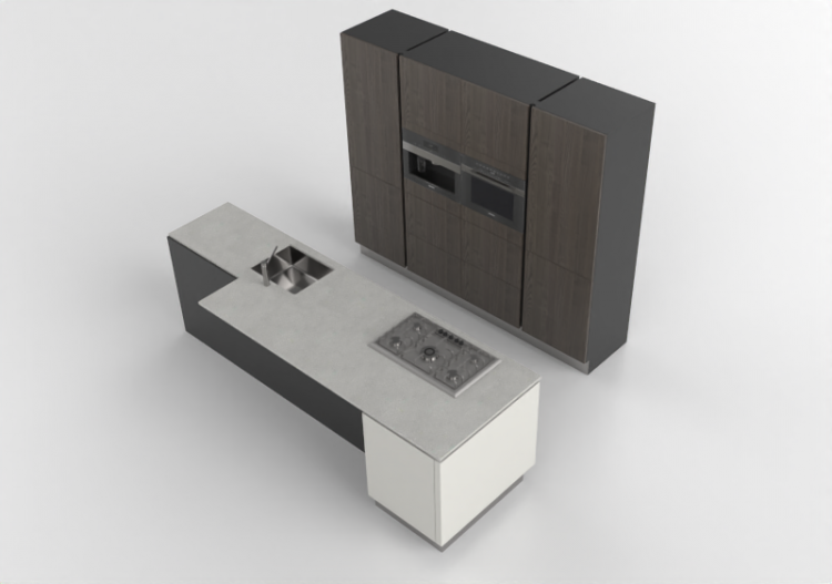 BIM Objects - Free Download! 3D Kitchens - Full size Kitchen with ...