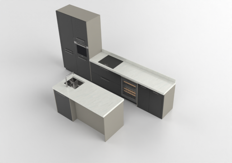 BIM Objects - Free Download! 3D Kitchens - Full size Kitchen with ...