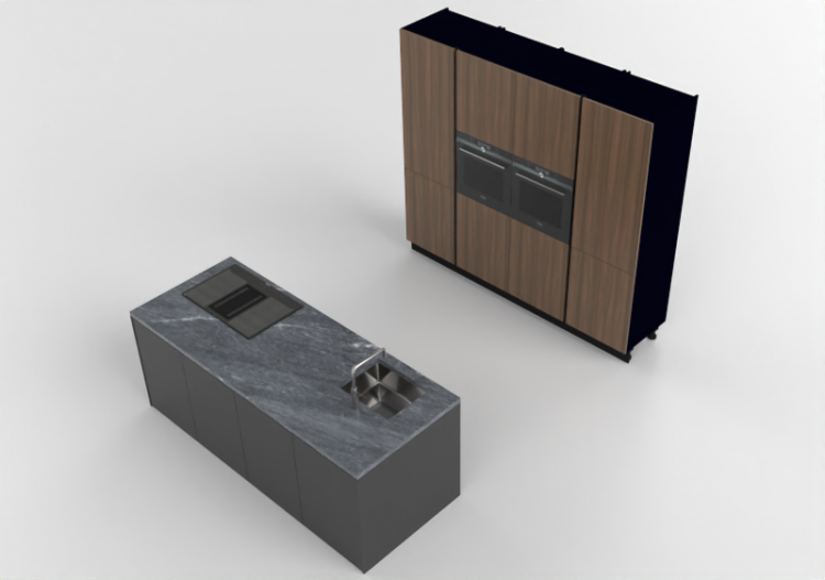 BIM Objects - Free Download! 3D Kitchens - Full size Kitchen with ...