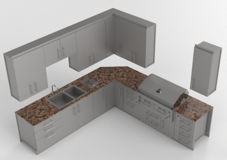 BIM Objects - Free Download! 3D Kitchens - Full kitchen with appliances ...